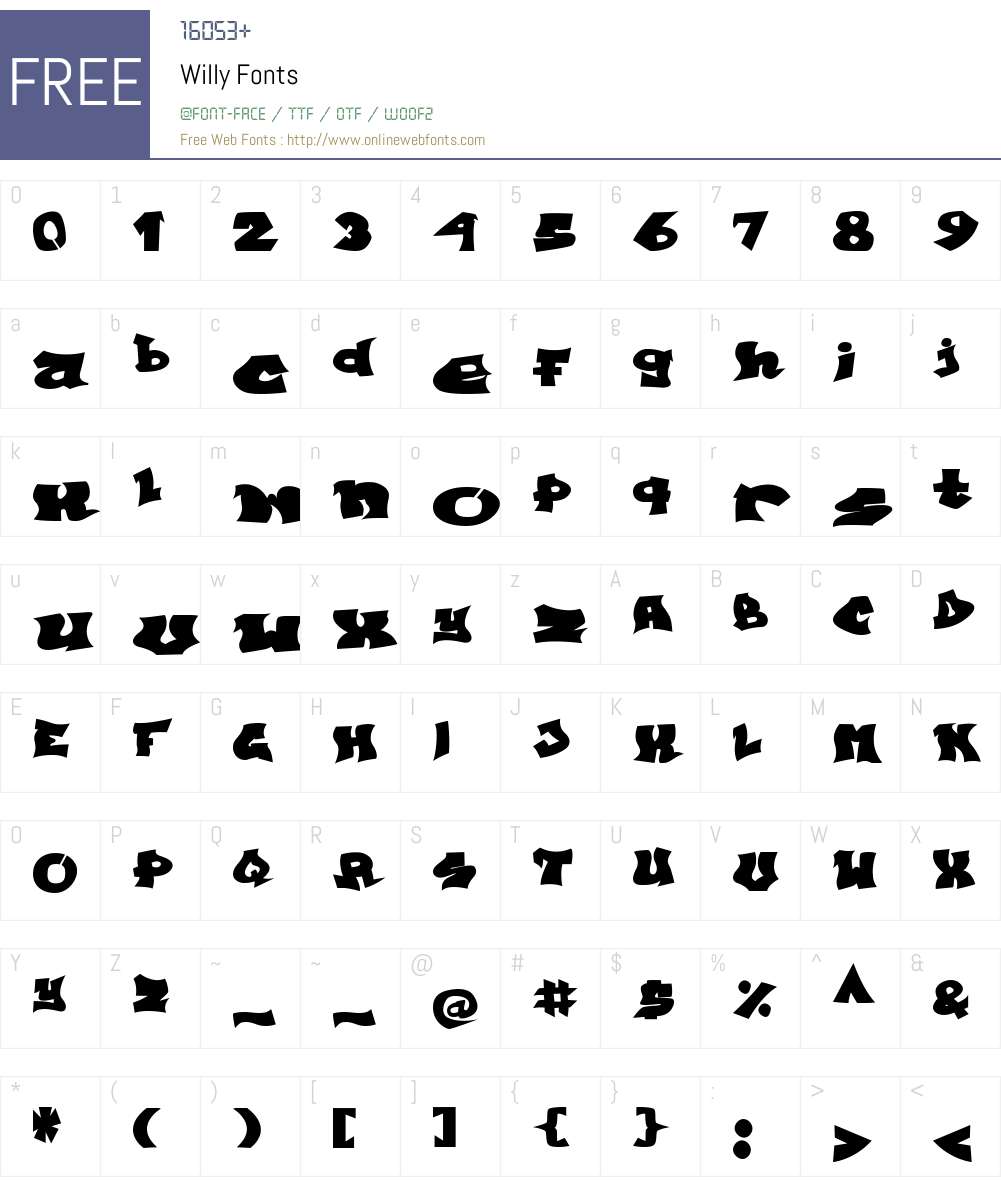 Willy 1.00;November 26, 2021;FontCreator 12.0.0.2563 64-bit Fonts Free ...