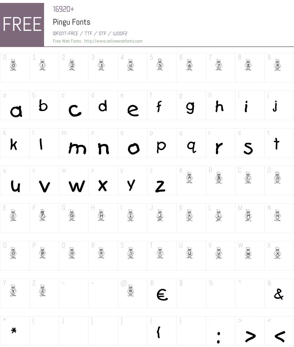 Pingu 001.000 Fonts Free Download - OnlineWebFonts.COM