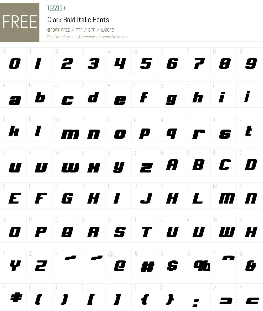 Clark Bold Italic 1.10 September 7, 2014 Fonts Free Download ...