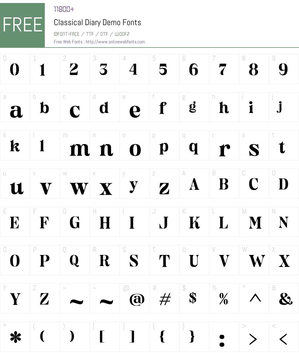 Classical Diary Demo 1.000 Fonts Free Download - OnlineWebFonts.COM