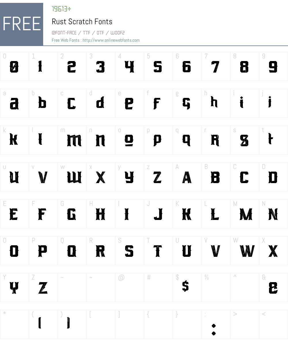 Rust Scratch 1.00 July 9, 2017, initial release Fonts Free Download ...