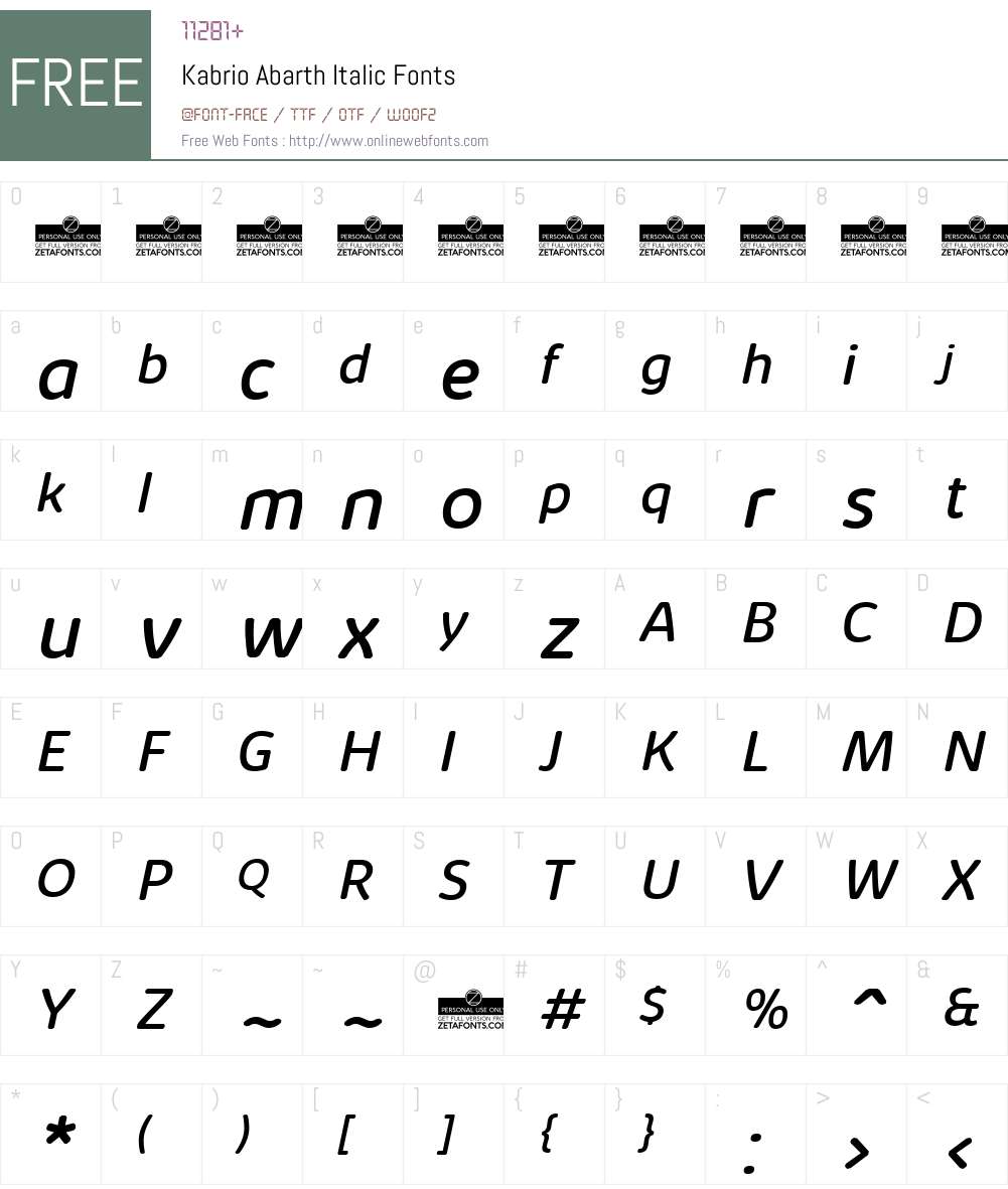 Kabrio Abarth Italic 1.000 Fonts Free Download - OnlineWebFonts.COM