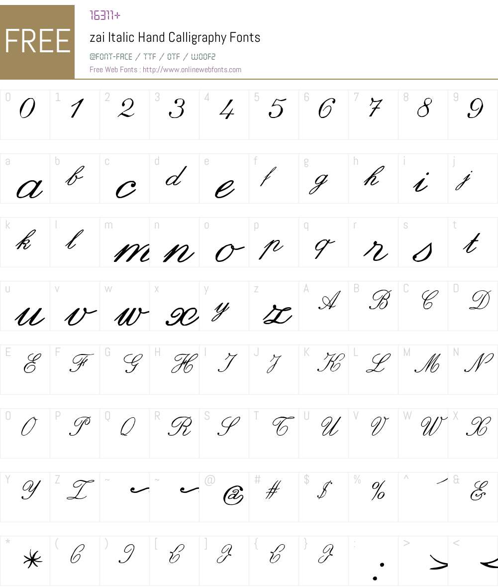 zai Italic Hand Calligraphy 1.20 April 1, 2018 Fonts Free Download ...