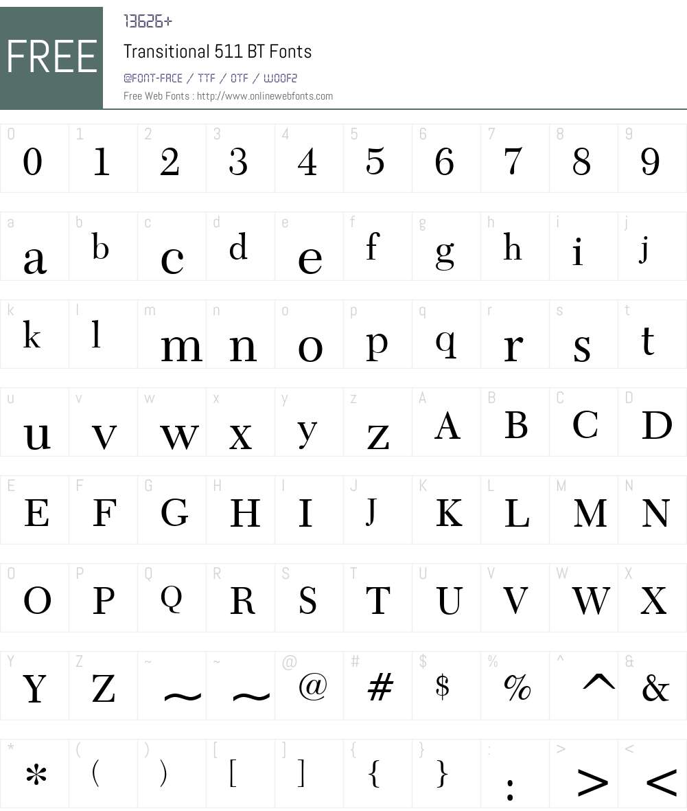 Transitional 511 BT mfgpctt-v4.4 Dec 14 1998 Fonts Free Download ...