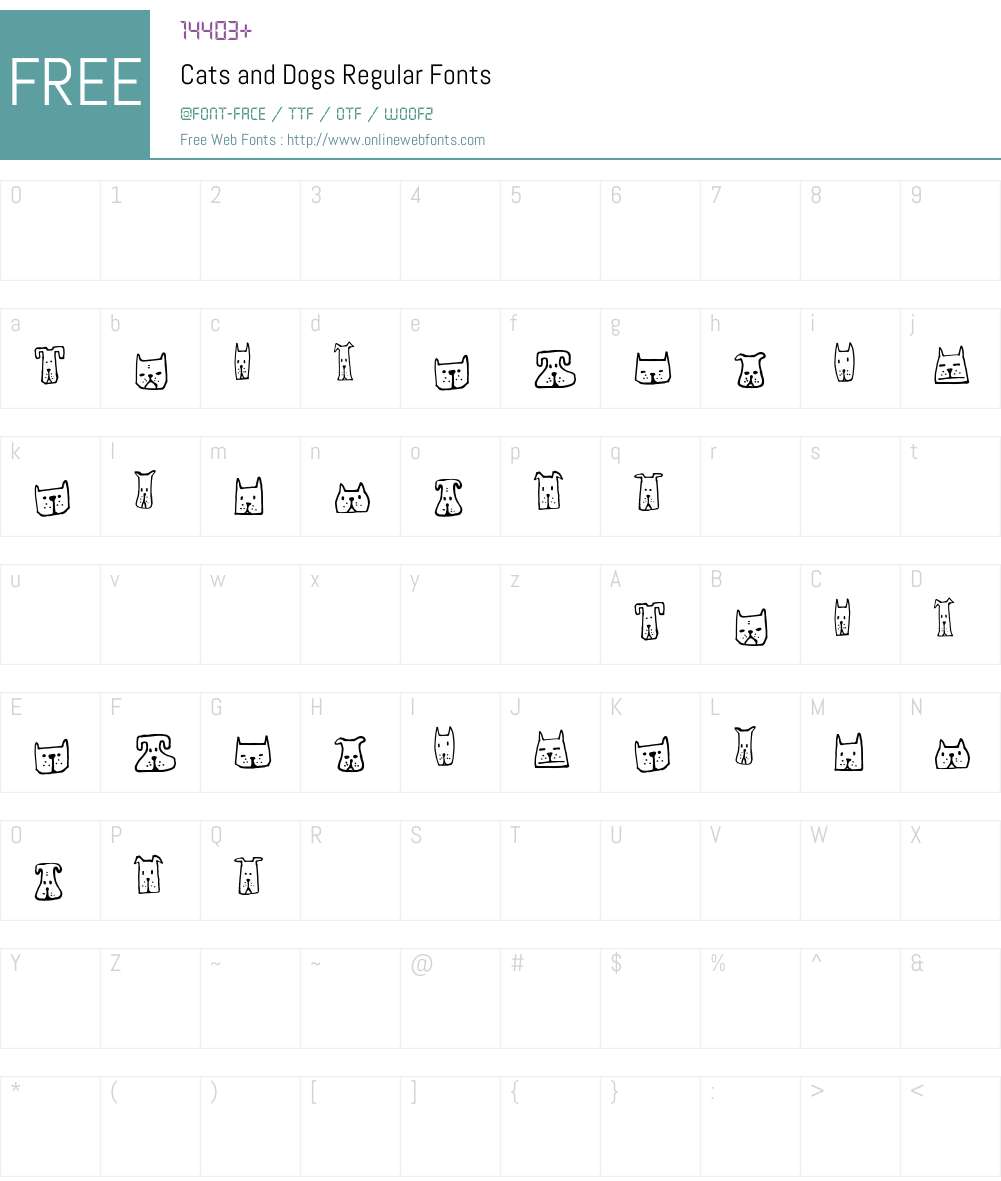 Cats and Dogs Regular 1.000 Fonts Free Download - OnlineWebFonts.COM