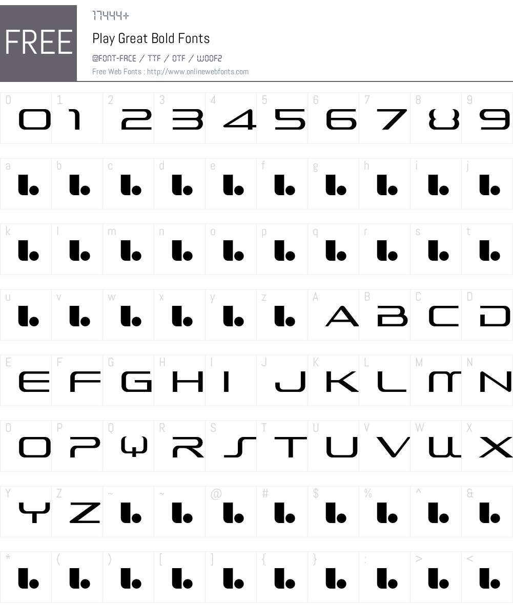 Play Great Bold 1.00;January 29, 2020;FontCreator 11.5.0.2430 64-bit ...