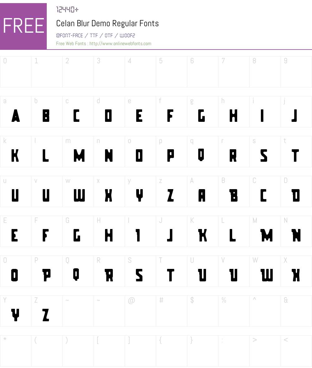 Celan Blur Demo 1.000 Fonts Free Download - OnlineWebFonts.COM
