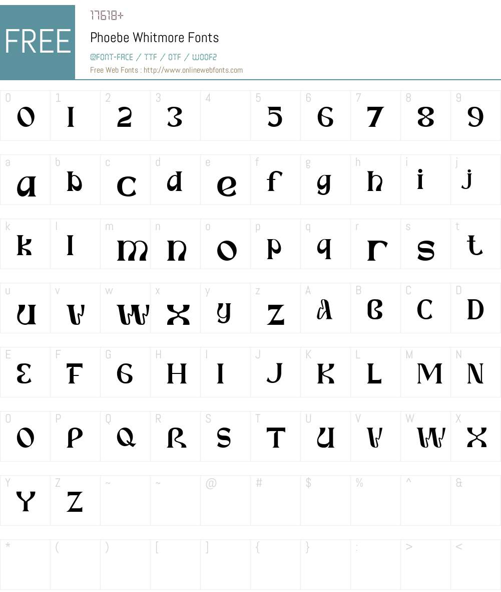 Phoebe Whitmore 1.000 Fonts Free Download - OnlineWebFonts.COM