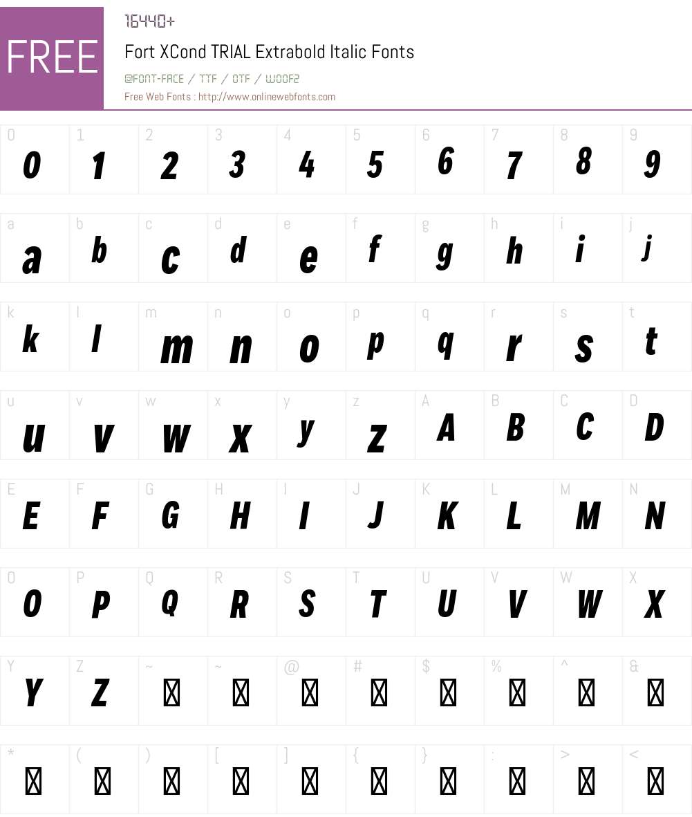 Fort XCond TRIAL Extrabold 1.005;PS 1.0;hotconv 1.0.81;makeotf.lib2.5. ...