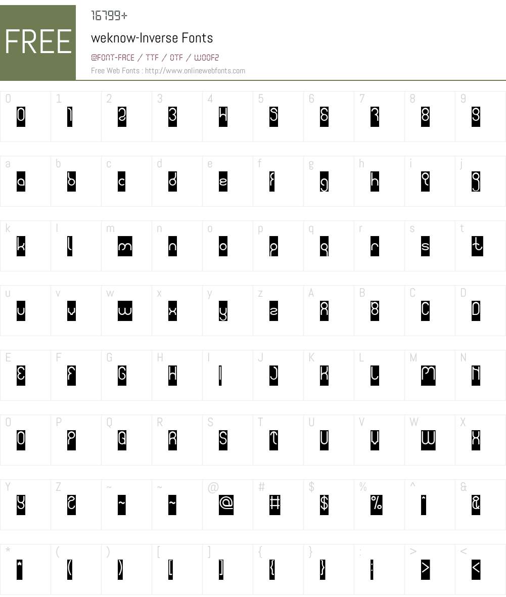 weknow-Inverse 1.00;October 31, 2019;FontCreator 11.5.0.2430 64-bit Fonts Free Download ...