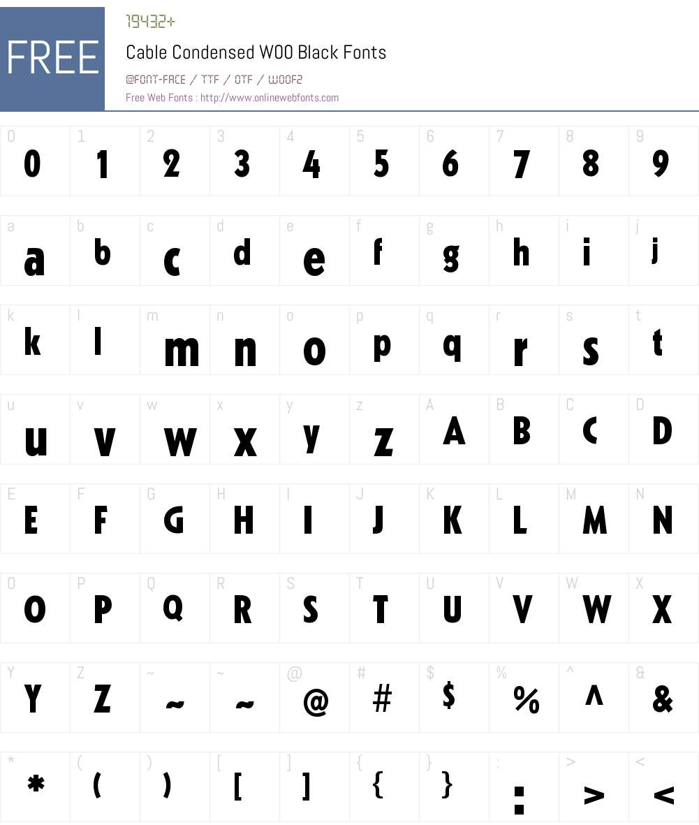 Cable Condensed W00 Black 1.00 Fonts Free Download - OnlineWebFonts.COM