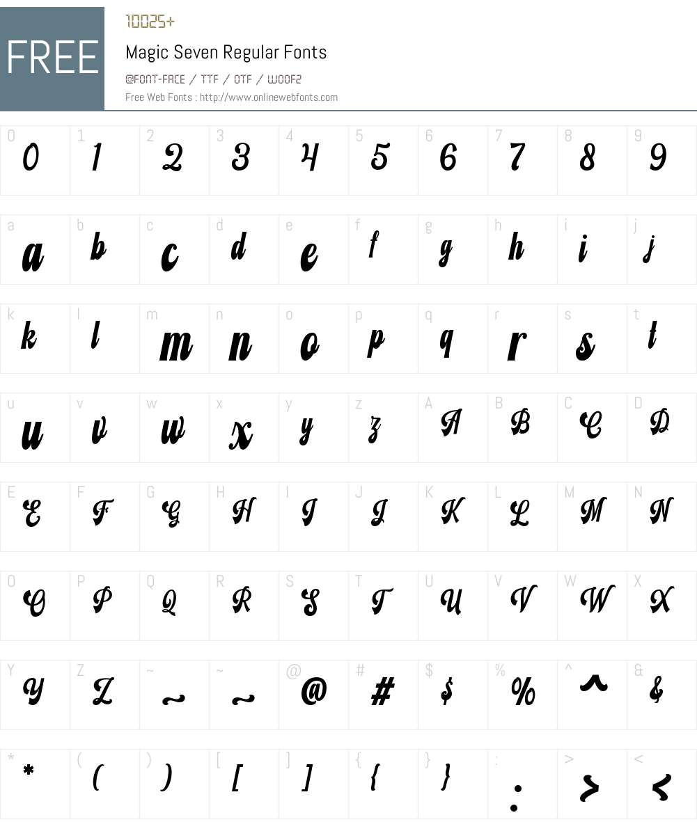 Magic Seven 1.000 Fonts Free Download - OnlineWebFonts.COM
