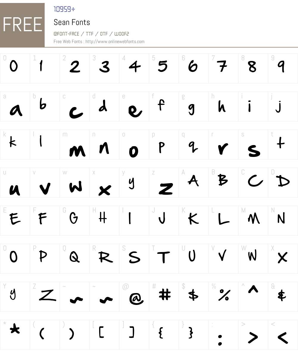 Sean 1.00 April 18, 2008, initial release Fonts Free Download ...