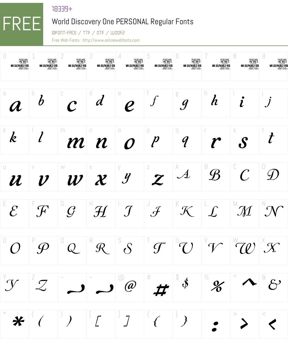 World Discovery One PERSONAL 1.000;Glyphs 3.2 (3184) Fonts Free ...