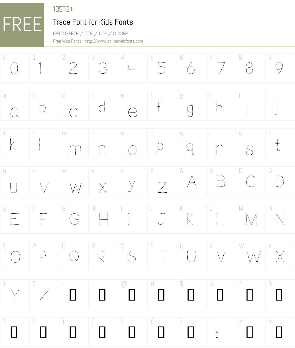 Trace Font for Kids V2 Macromedia Fontographer 4.1 1/23/97 Fonts Free ...