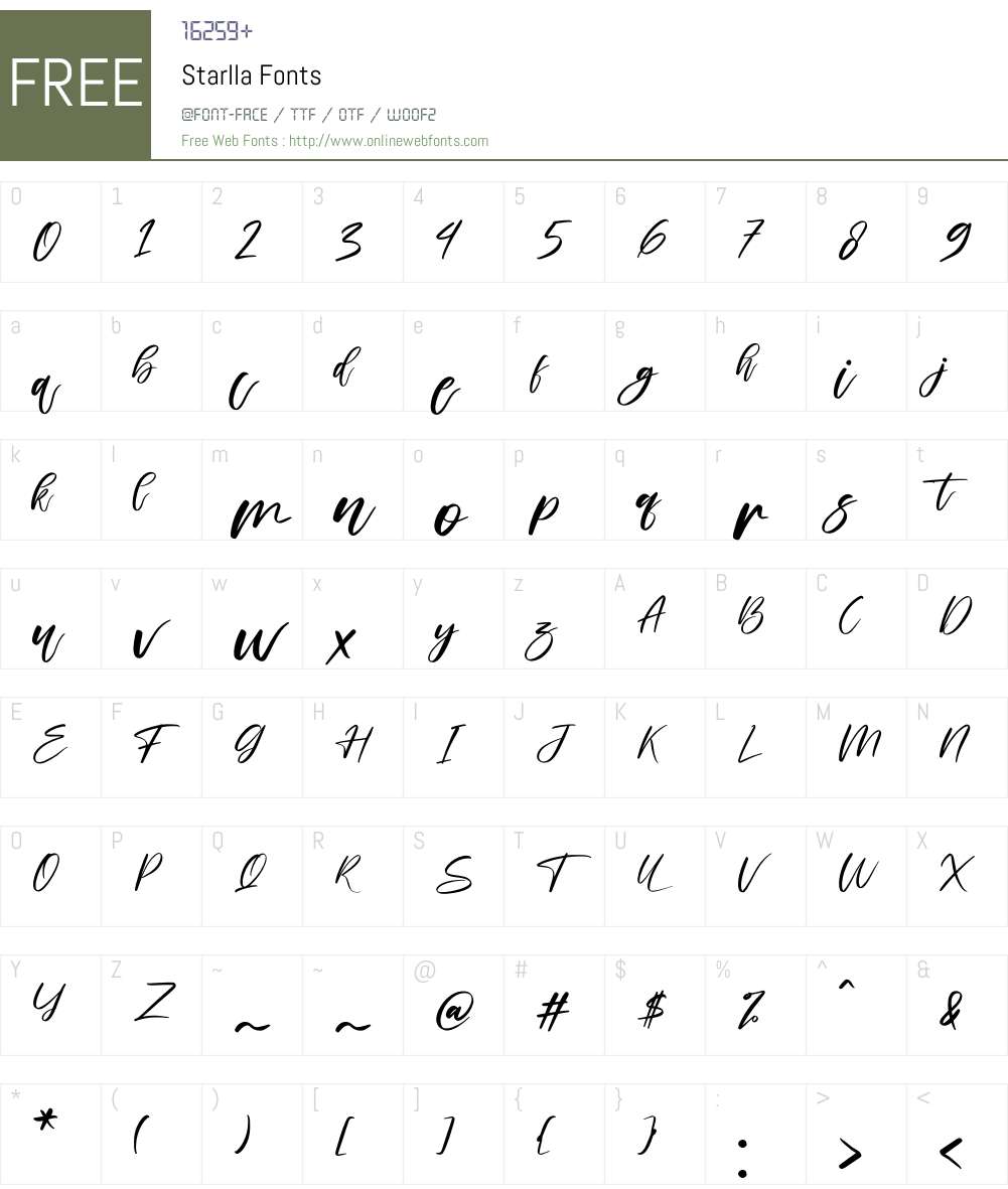 Starlla 1.00;July 18, 2021;FontCreator 13.0.0.2683 64-bit Fonts Free Download - OnlineWebFonts.COM
