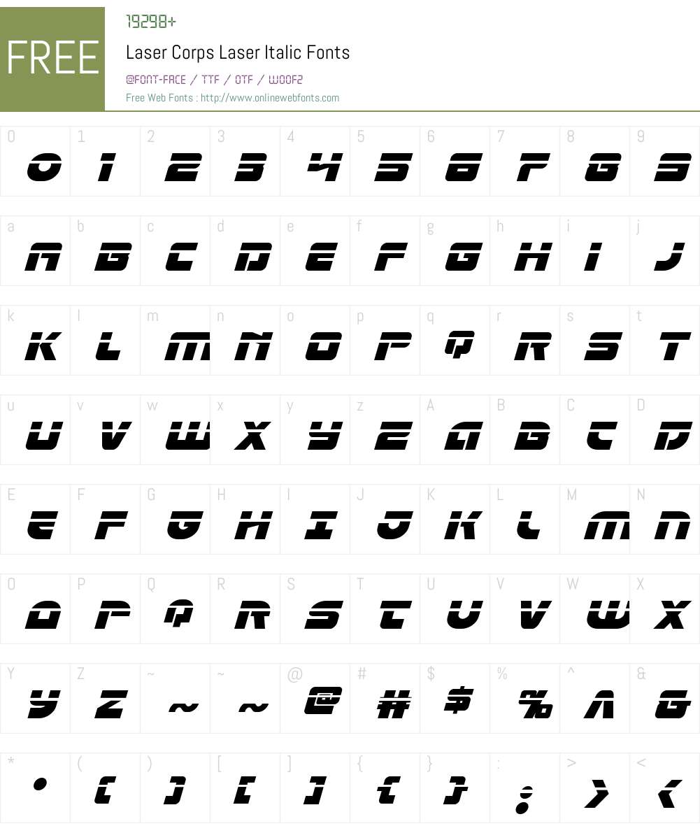 Laser Corps Laser Italic 1.0; 2020 Fonts Free Download - OnlineWebFonts.COM