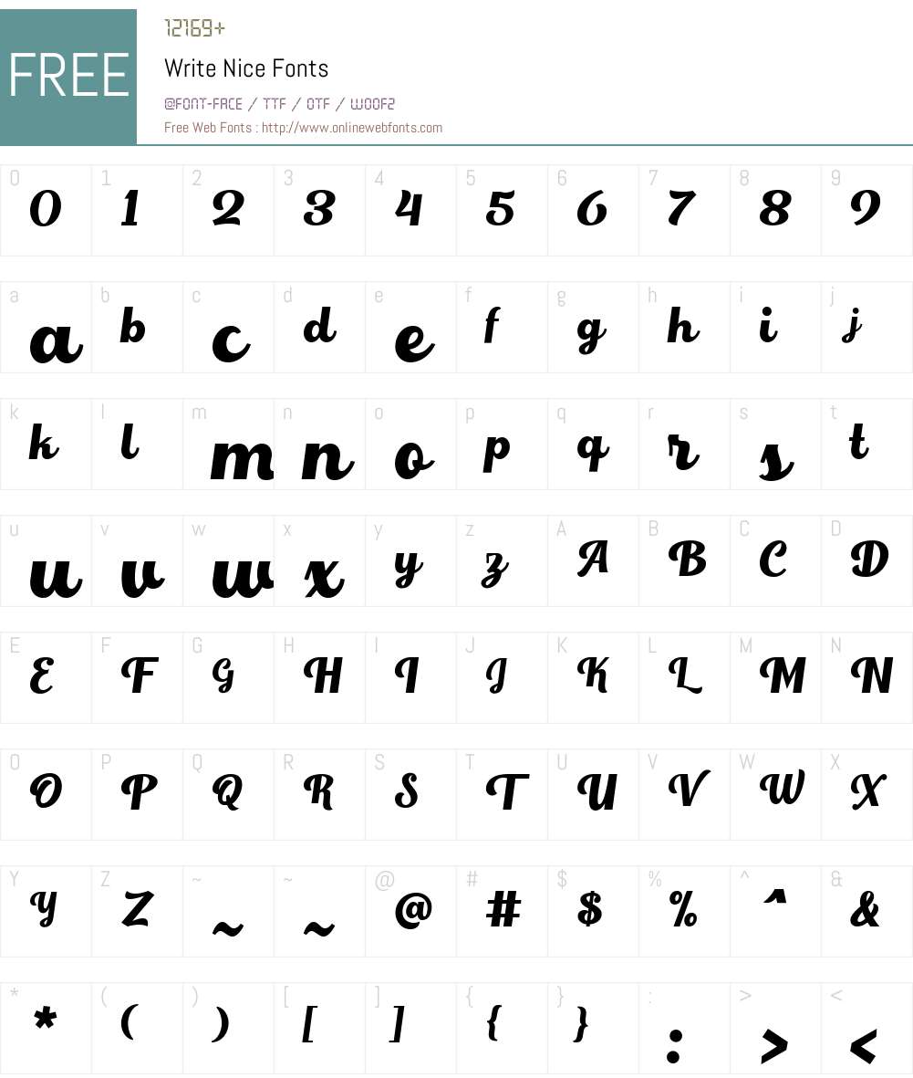 Write Nice 1.00;August 20, 2021;FontCreator 12.0.0.2563 64-bit Fonts ...