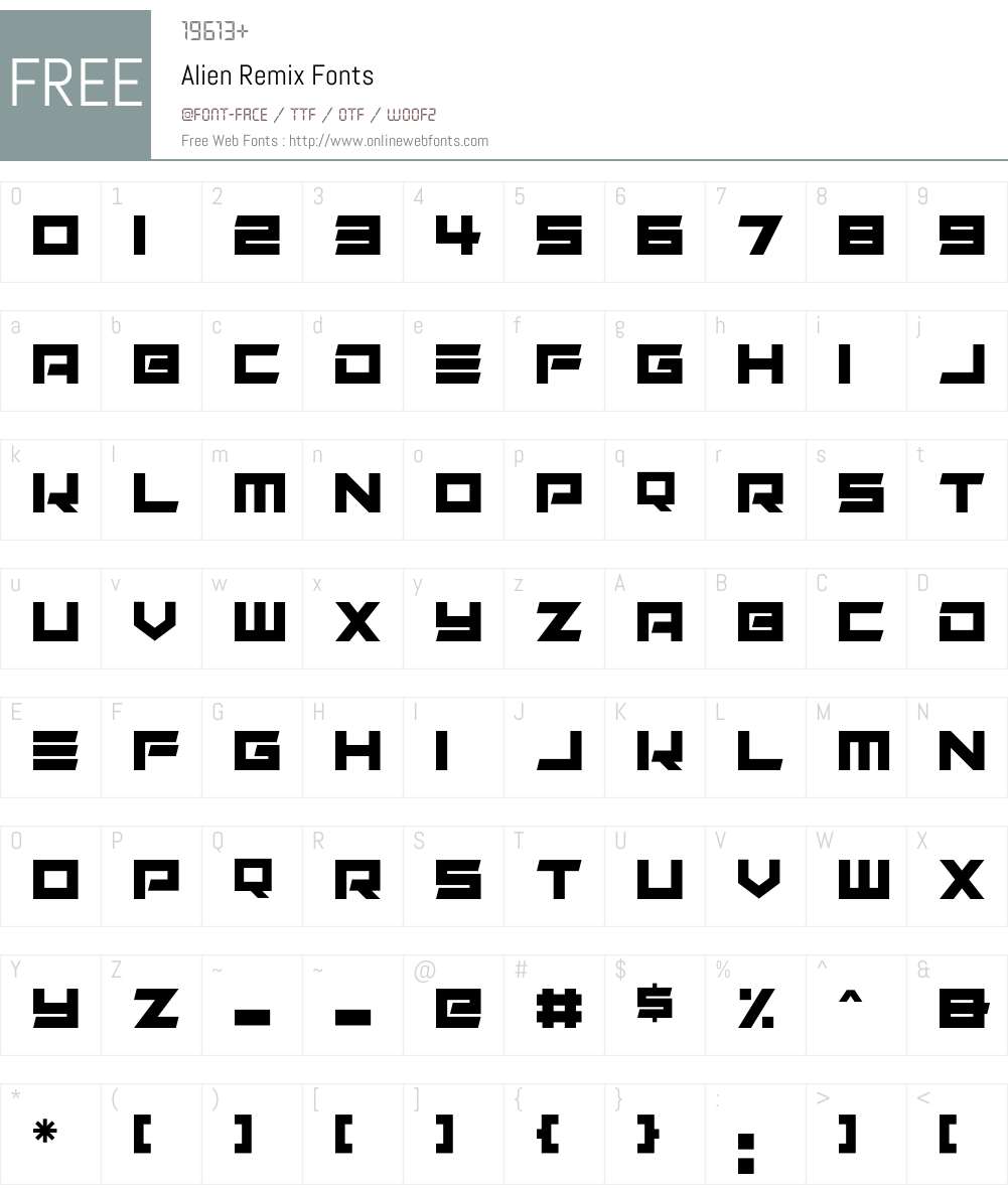 Alien Remix 1.00;June 14, 2021;FontCreator 12.0.0.2567 64-bit Fonts ...