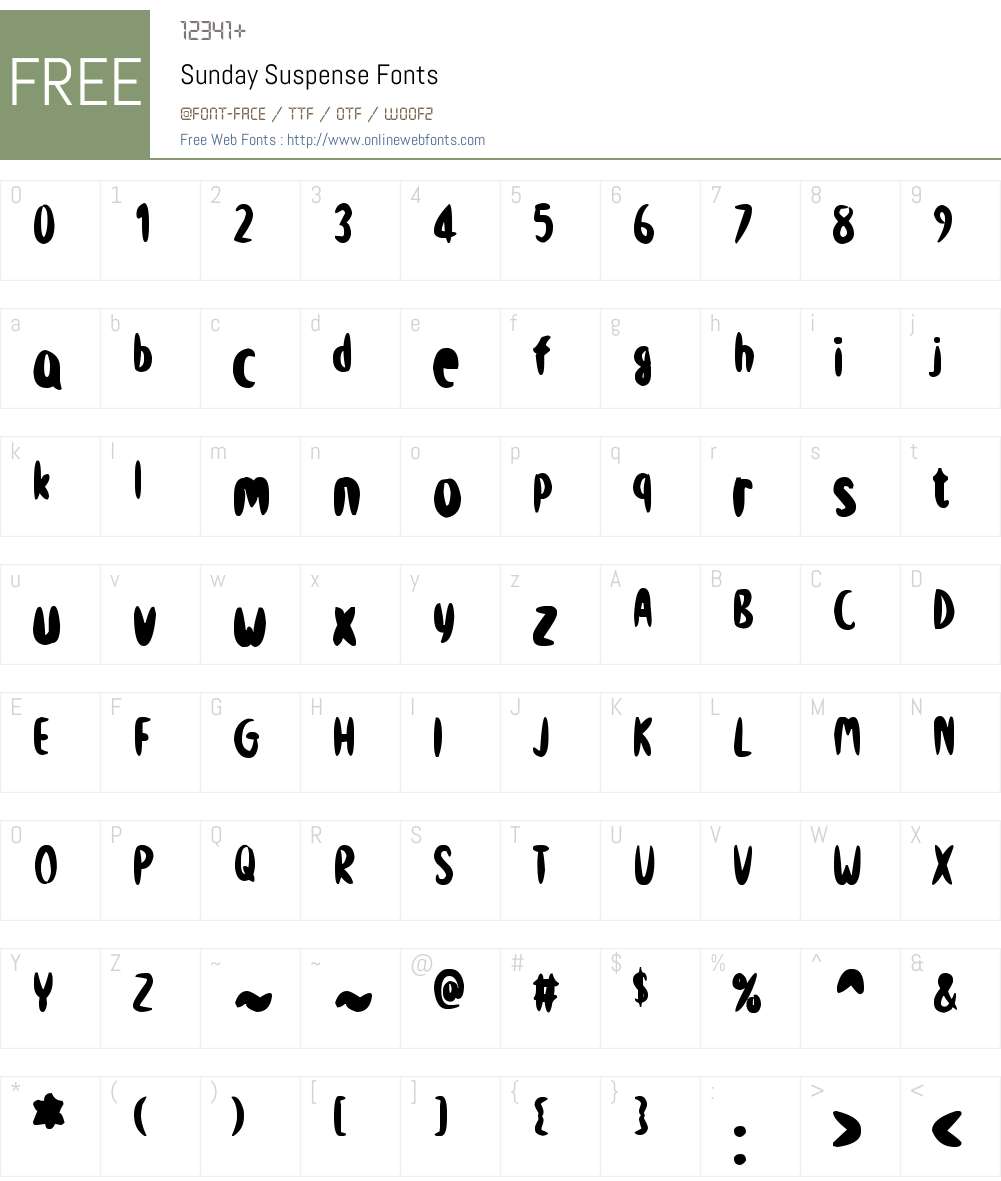 Sunday Suspense 1.00 March 28, 2019, initial release Fonts Free ...