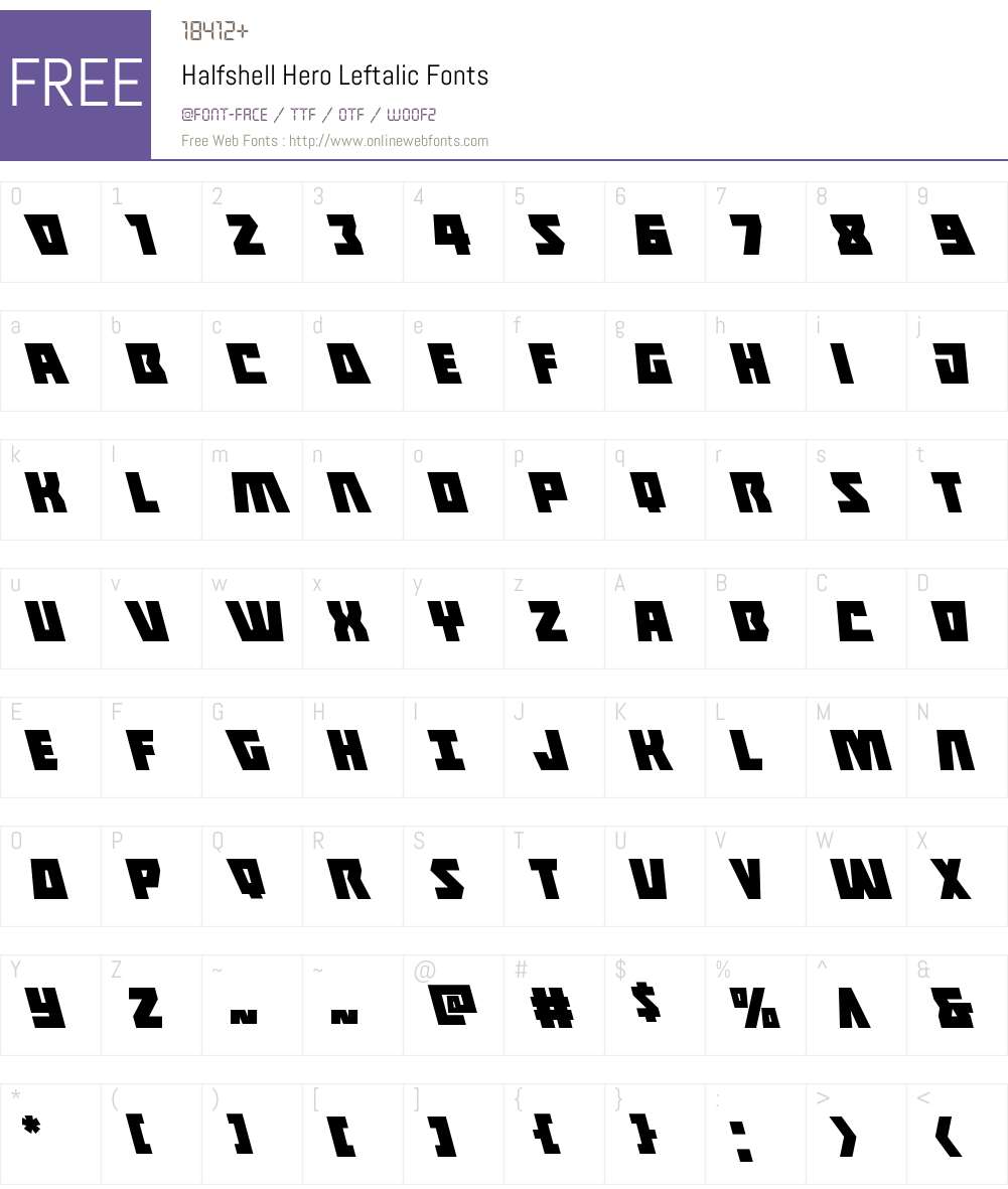 Halfshell Hero Leftalic 1.0; 2013 Fonts Free Download - OnlineWebFonts.COM