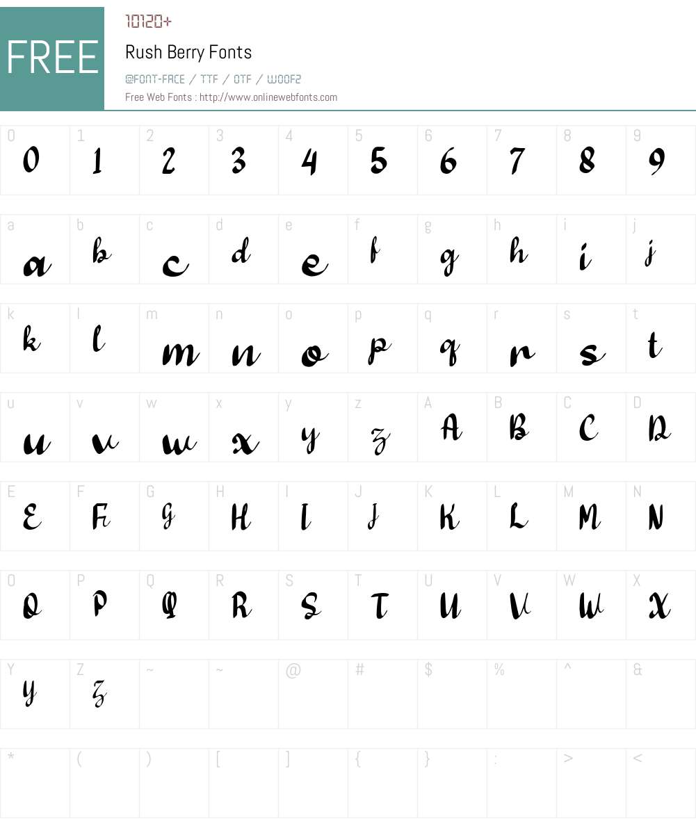 Rush Berry 1.000 Fonts Free Download - OnlineWebFonts.COM
