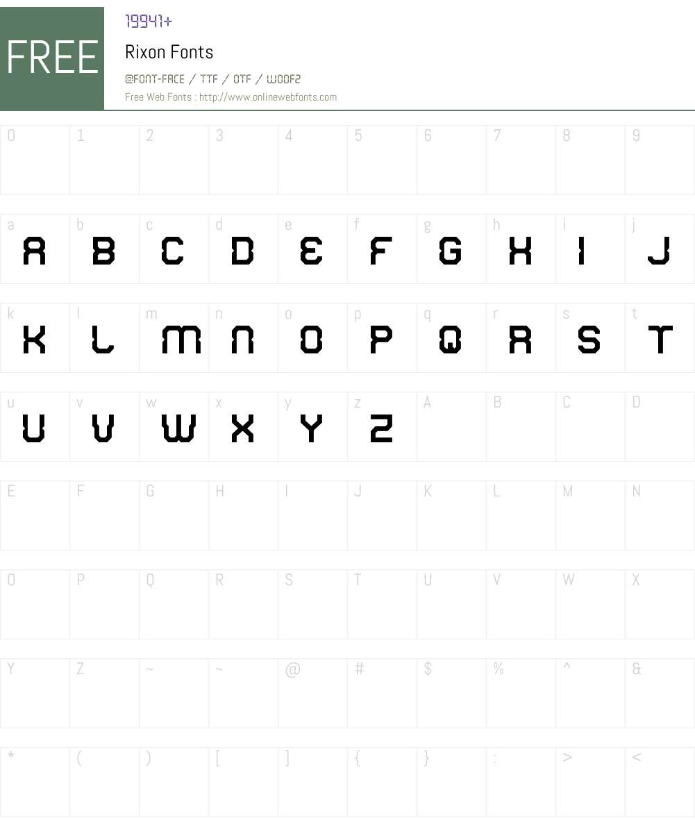 Rixon V2 1.00 February 26, 2013, initial release Fonts Free Download - OnlineWebFonts.COM