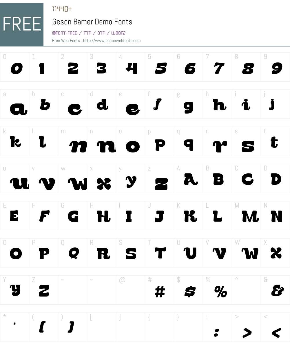 Geson Bamer Demo 1.000 Fonts Free Download - OnlineWebFonts.COM