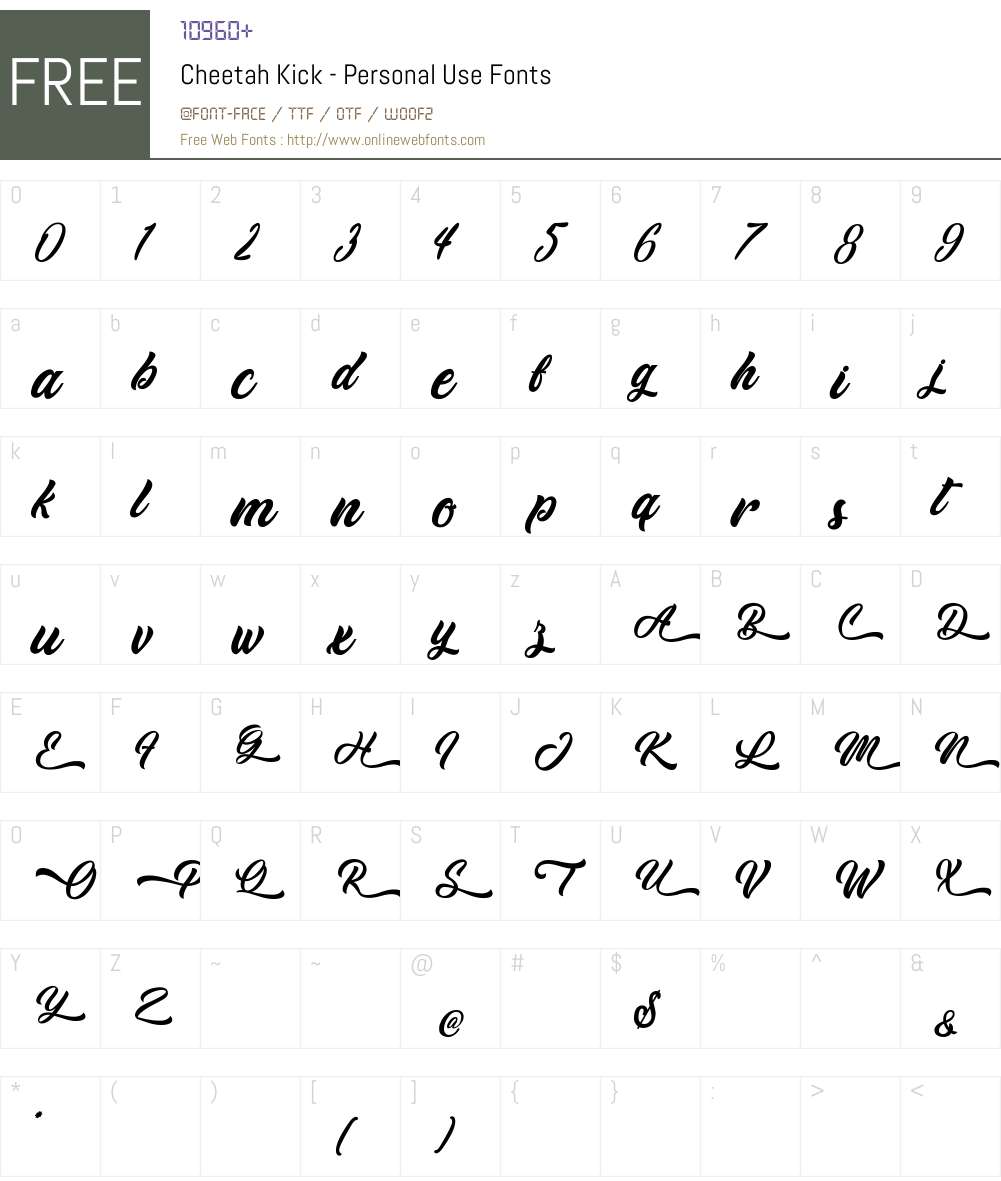 Cheetah Kick - Personal Use 1.000 Fonts Free Download - OnlineWebFonts.COM