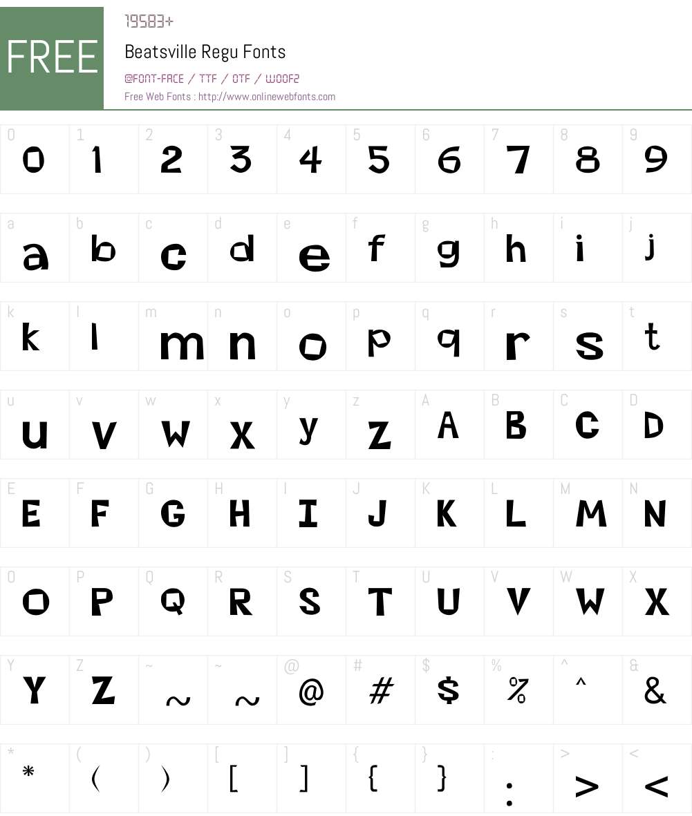 Beatsville Regu Converted from D:FASTFONTFAST2BEATSVIL.FF1 by ALLTYPE Fonts Free Download ...