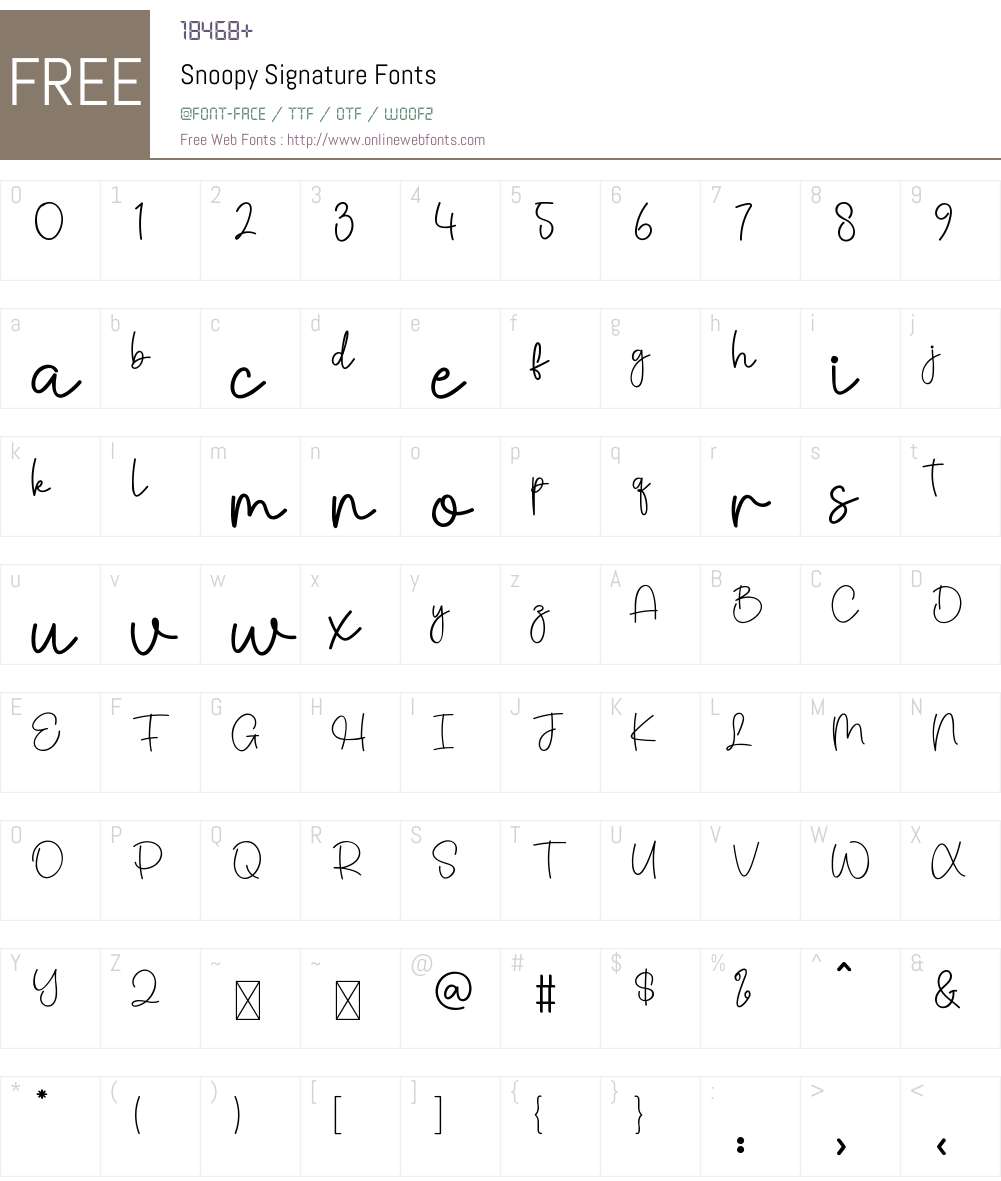 Snoopy Signature 1.002;Fontself Maker 3.5.8 Fonts Free Download ...