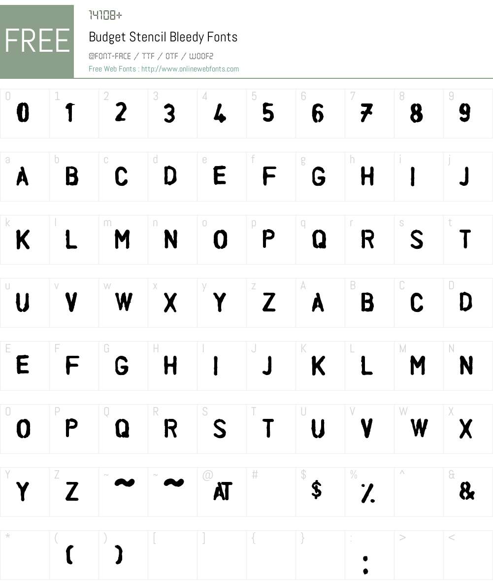 Budget Stencil Bleedy 25 / 1 / 2015 Fonts Free Download ...