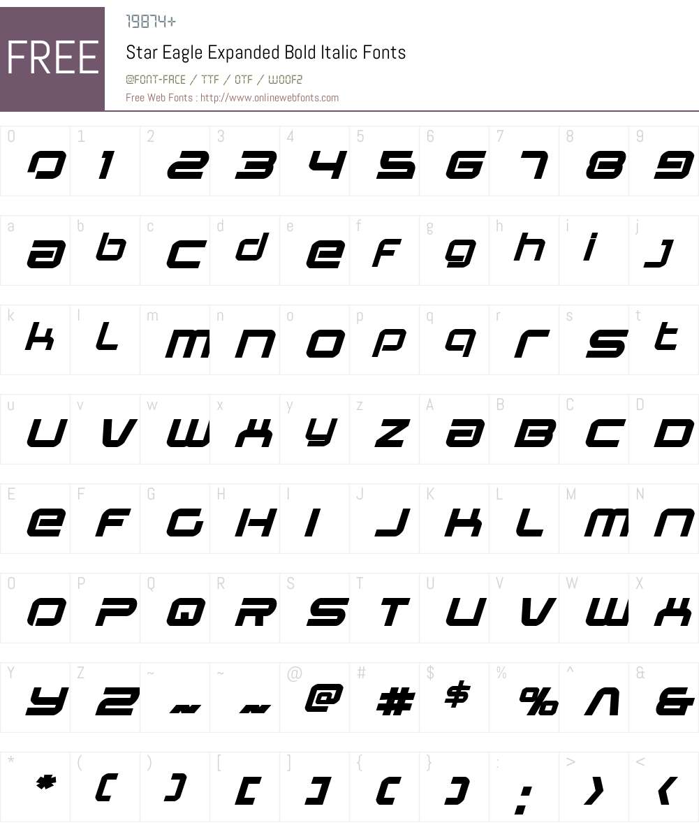 Star Eagle Expanded Bold Italic 001.000 Fonts Free Download - OnlineWebFonts.COM