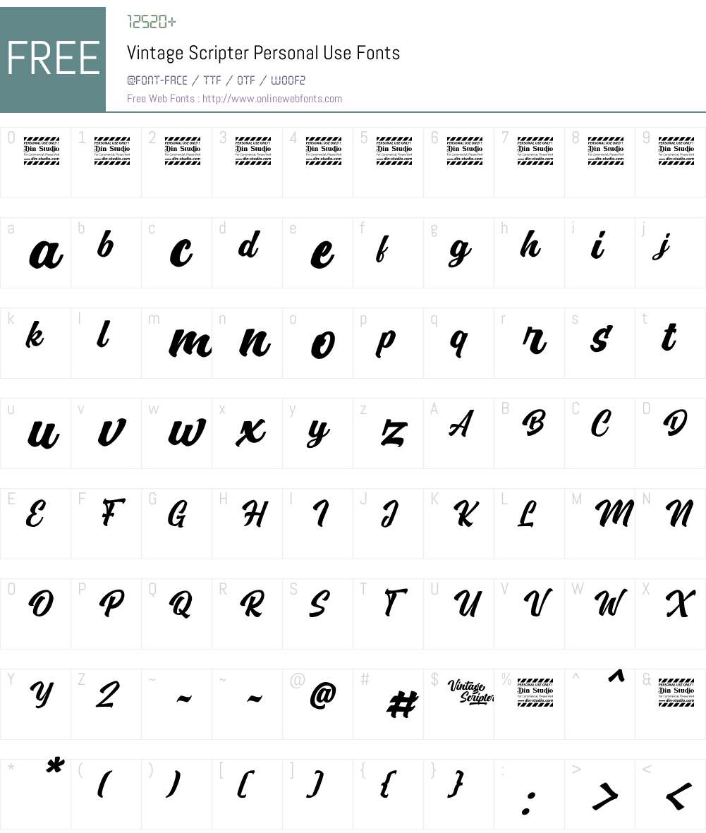 Vintage Scripter Personal Use 1.00;February 2, 2022;FontCreator 13.0.0 ...