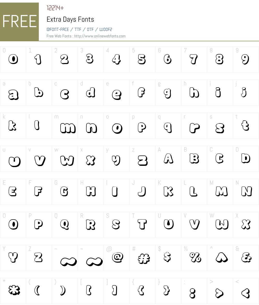 Extra Days 1.000 Fonts Free Download - OnlineWebFonts.COM
