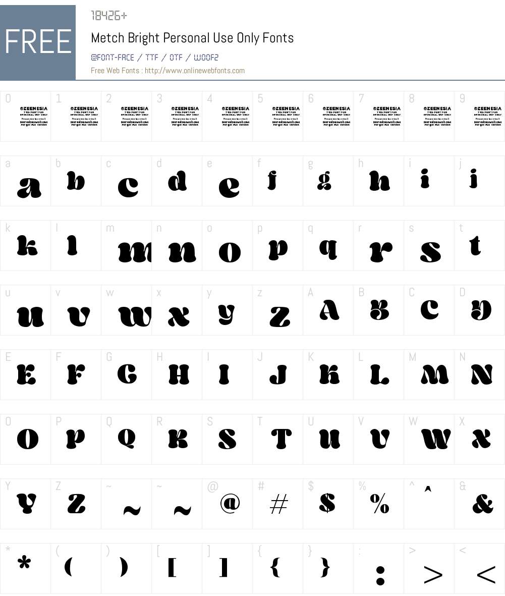 Metch Bright Personal Use Only 1.00;November 18, 2023;FontCreator 11.5.0.2427 32-bit Fonts Free ...