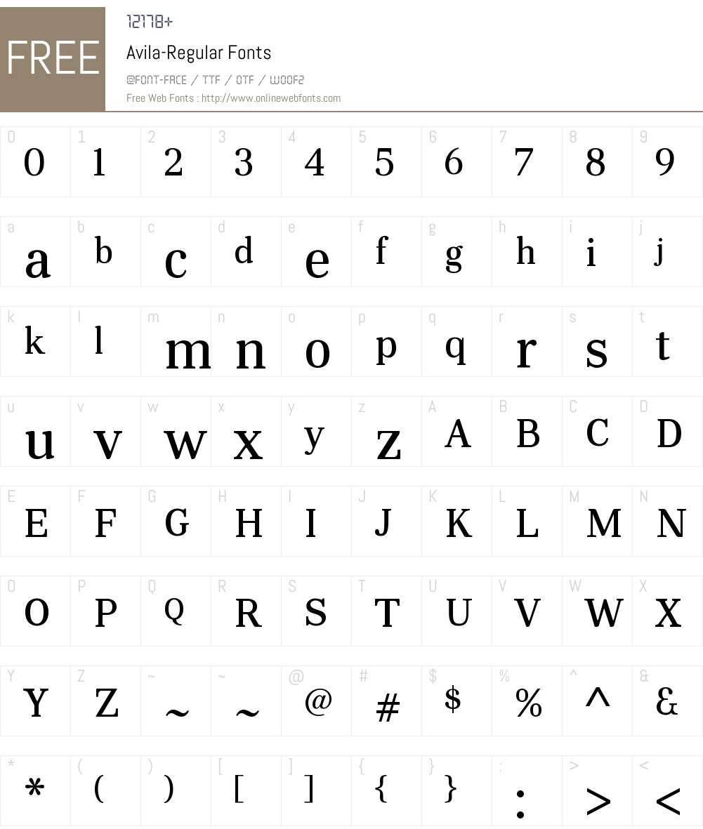 Avila Regular 1.000 Fonts Free Download - OnlineWebFonts.COM