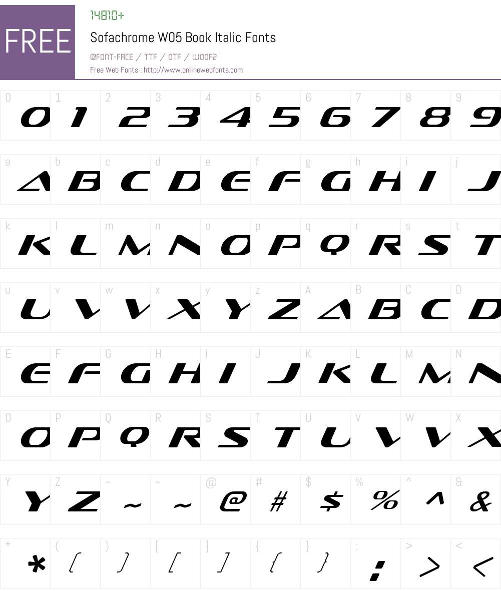 Sofachrome W05 Book Italic 4.00 Fonts Free Download - OnlineWebFonts.COM
