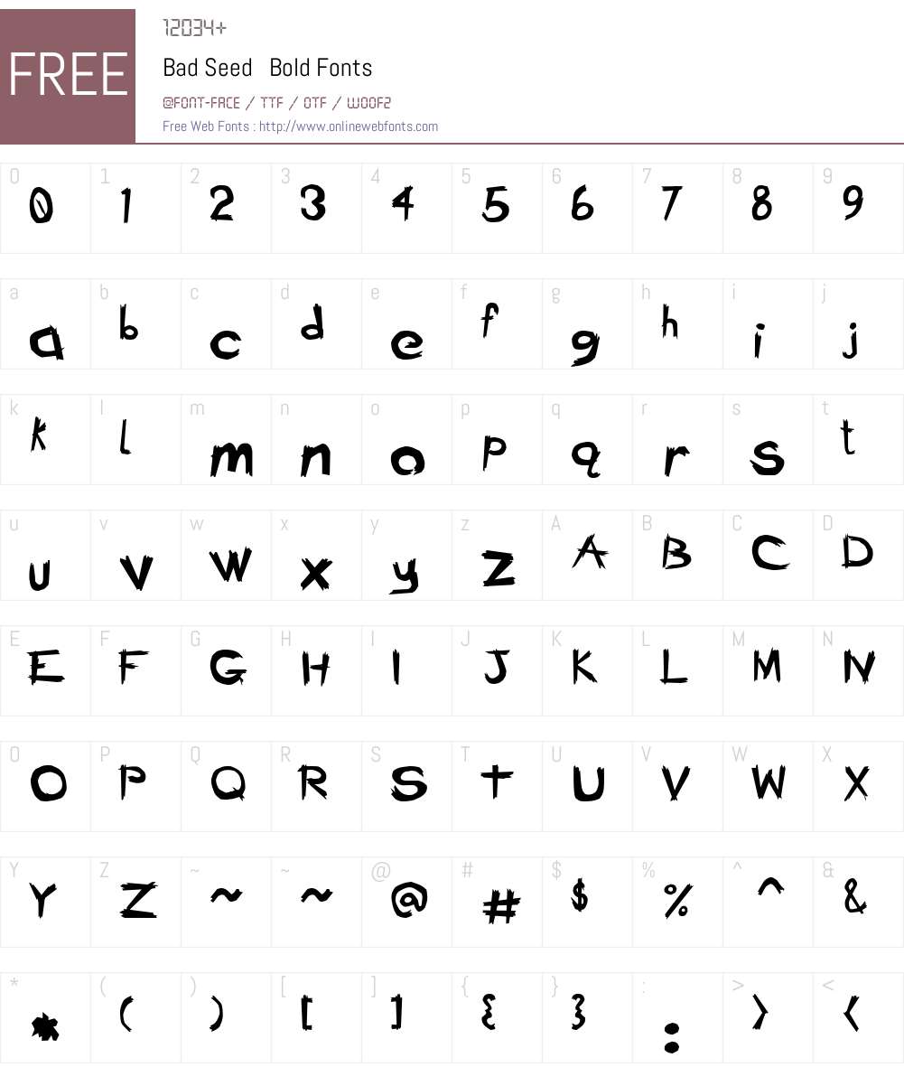 Bad Seed Bold Macromedia Fontographer 4.1 12/13/97 Fonts Free Download ...
