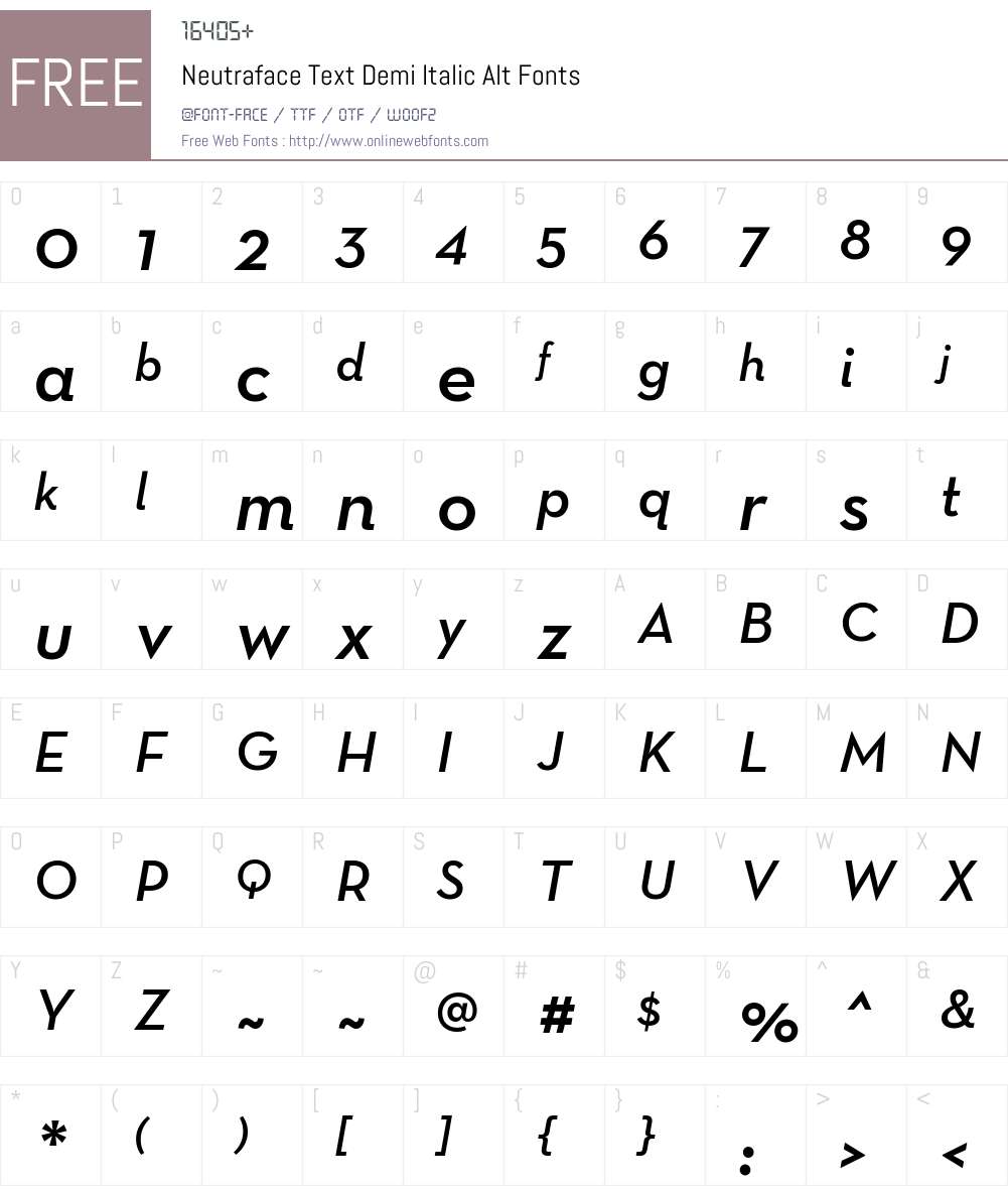 Neutraface Text Demi Italic Alt 003.002 2006; ttfautohint (v1.4) Fonts ...