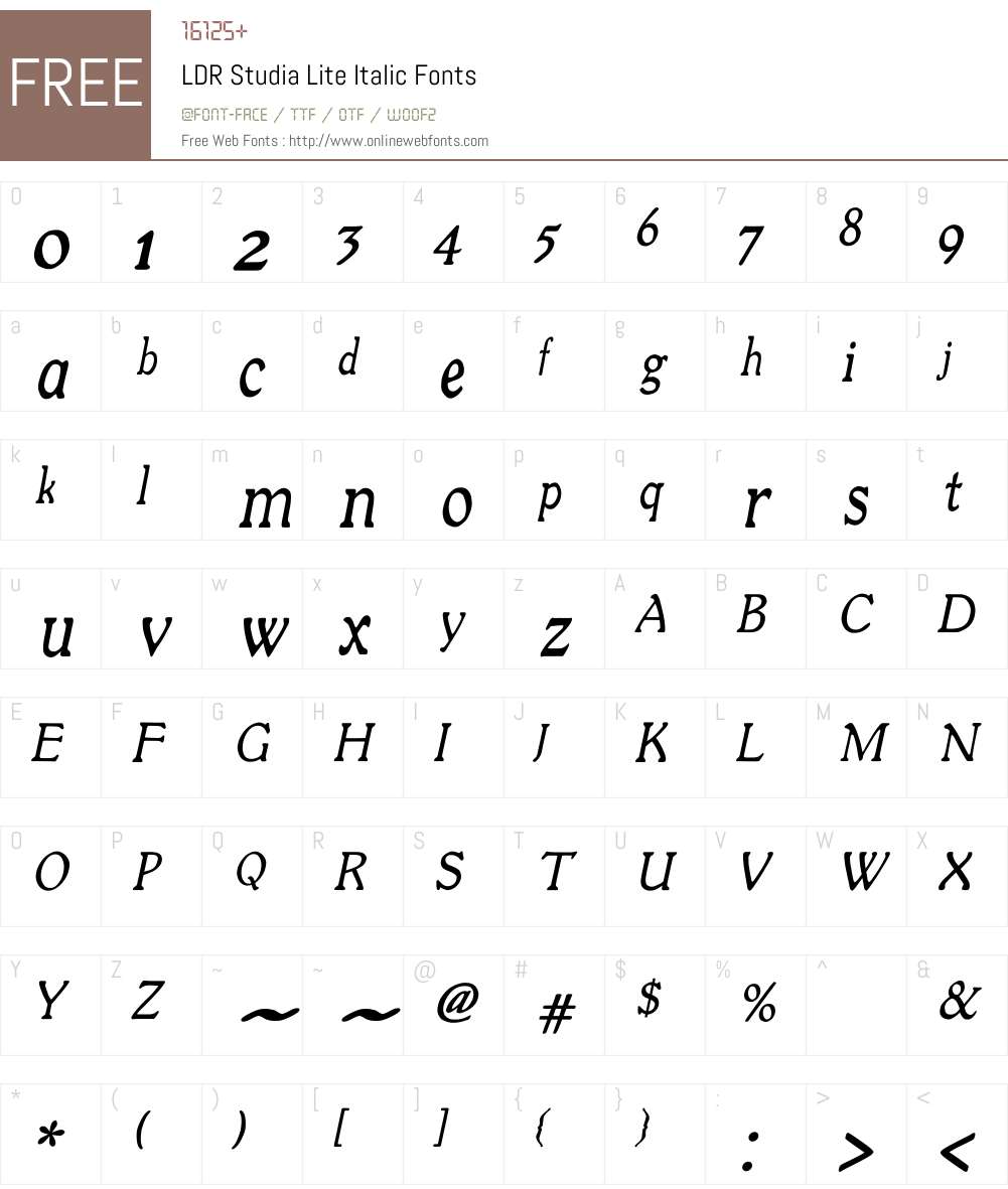 LDR Studia Lite Italic 0.00;October 6, 2020;FontCreator 11.5.0.2430 32-bit Fonts Free Download ...