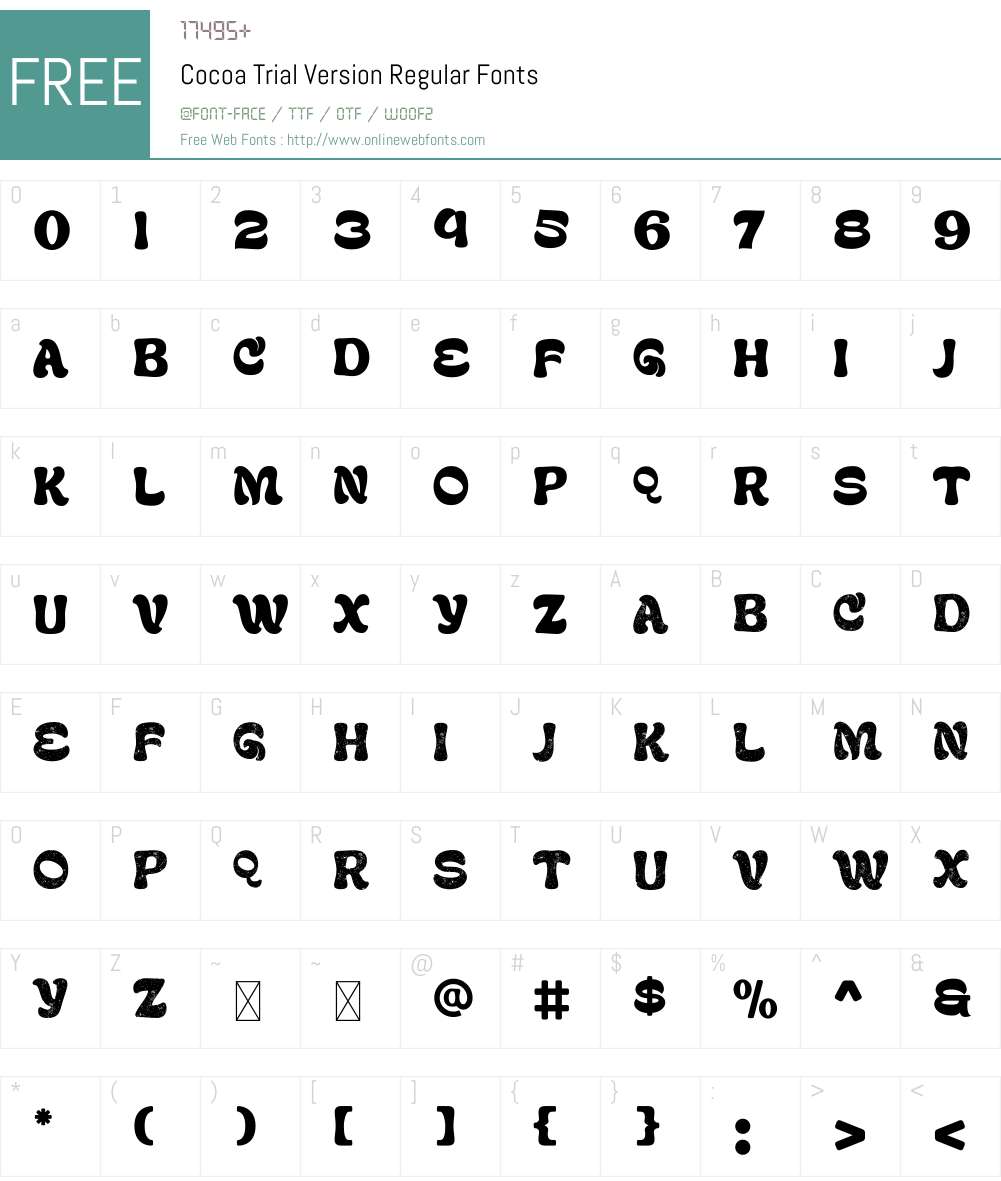 Cocoa Trial Version 1.000 Fonts Free Download - OnlineWebFonts.COM