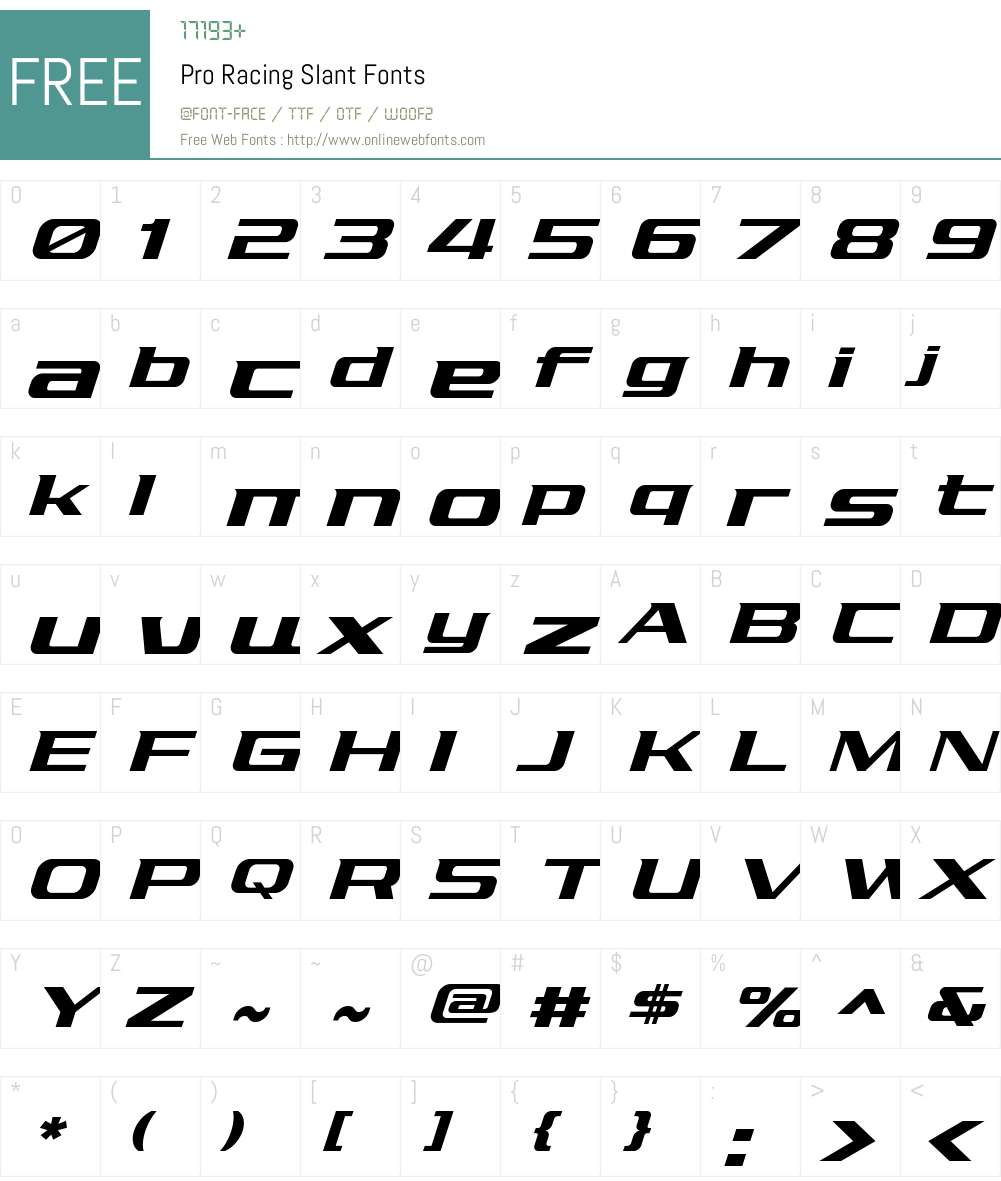 Pro Racing Slant 1.00;November 21, 2023;FontCreator 11.5.0.2430 32-bit ...