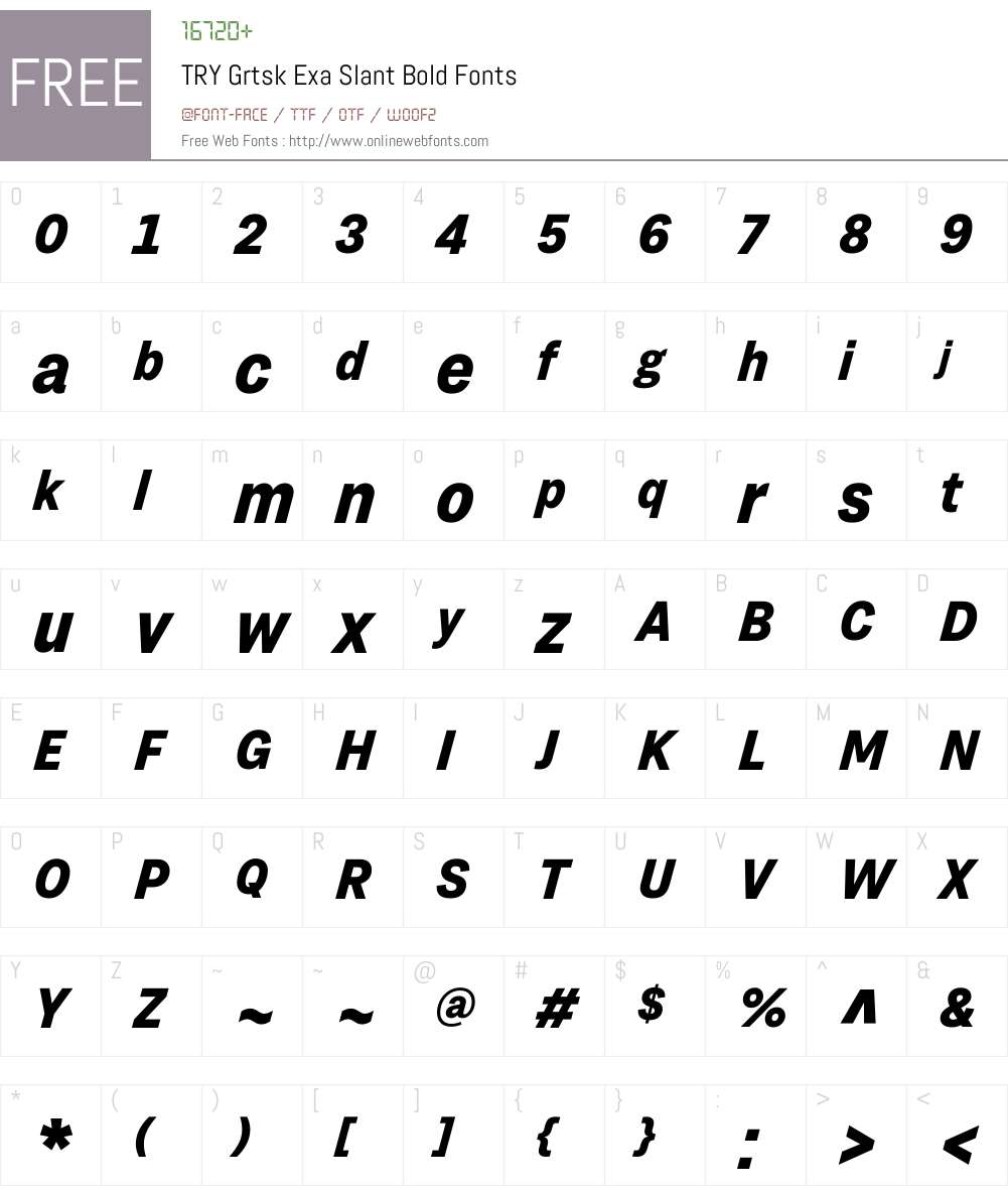 TRY Grtsk Exa Slant 2.004 Fonts Free Download - OnlineWebFonts.COM