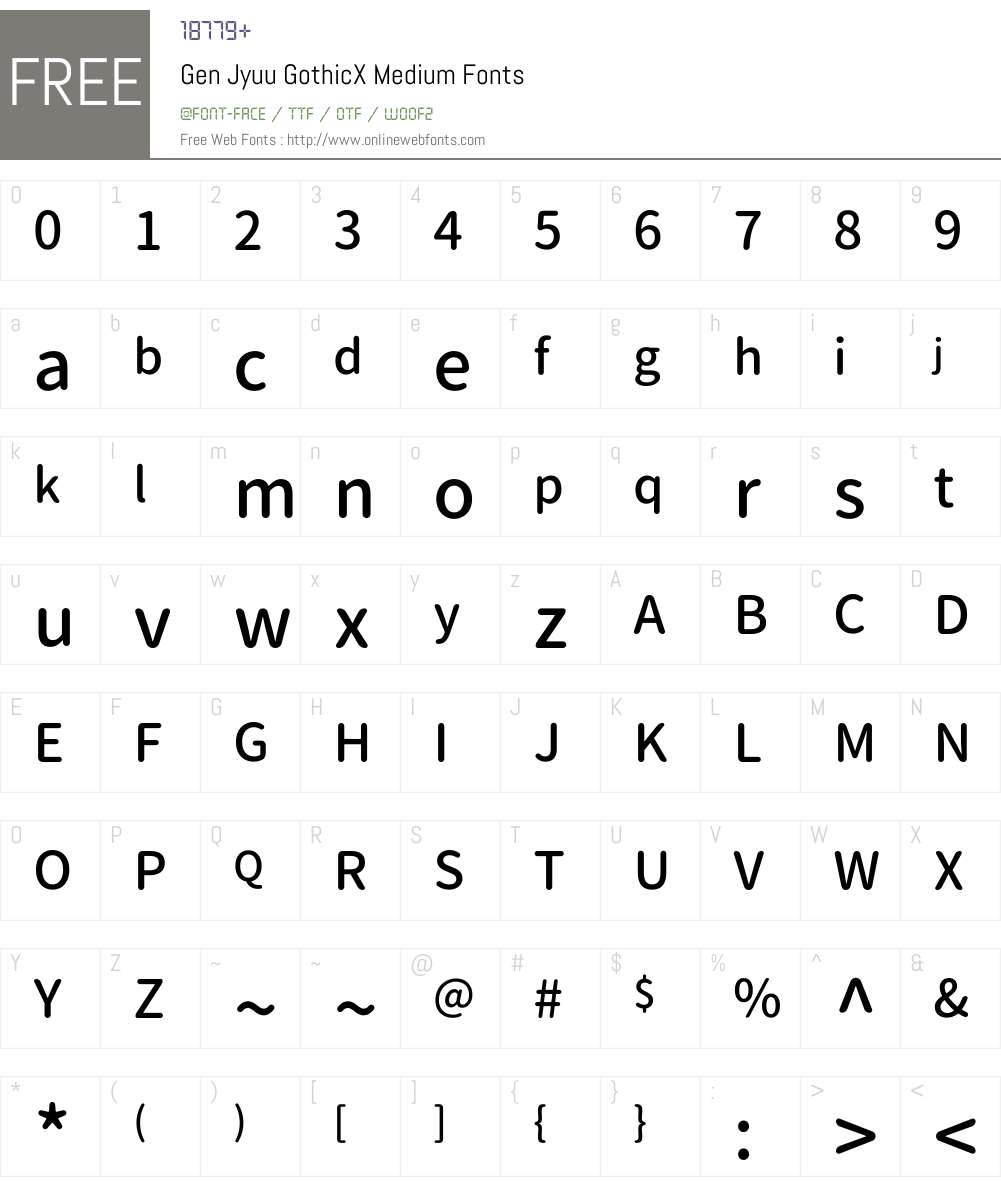 Gen Jyuu GothicX Medium 1.002.20150607 Fonts Free Download ...