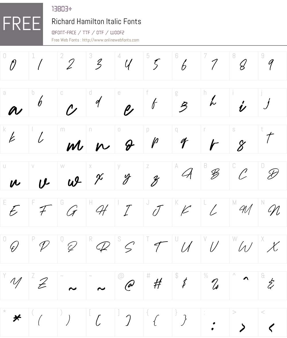 Richard Hamilton Italic 1.00;December 10, 2020;FontCreator 13.0.0.2683 ...