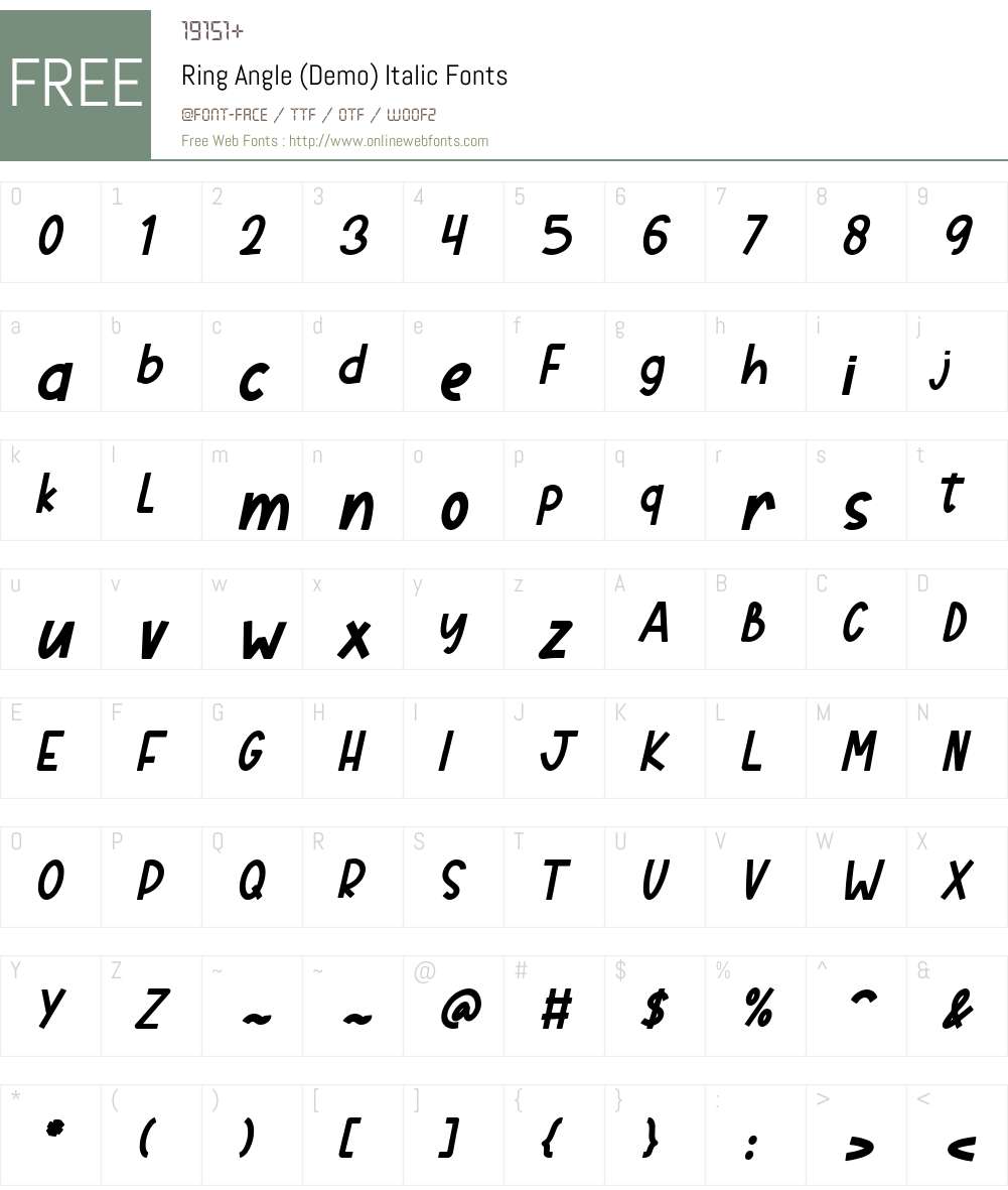 Ring Angle (Demo) 1.000;April 7, 2022;FontCreator 14.0.0.2794 64-bit ...