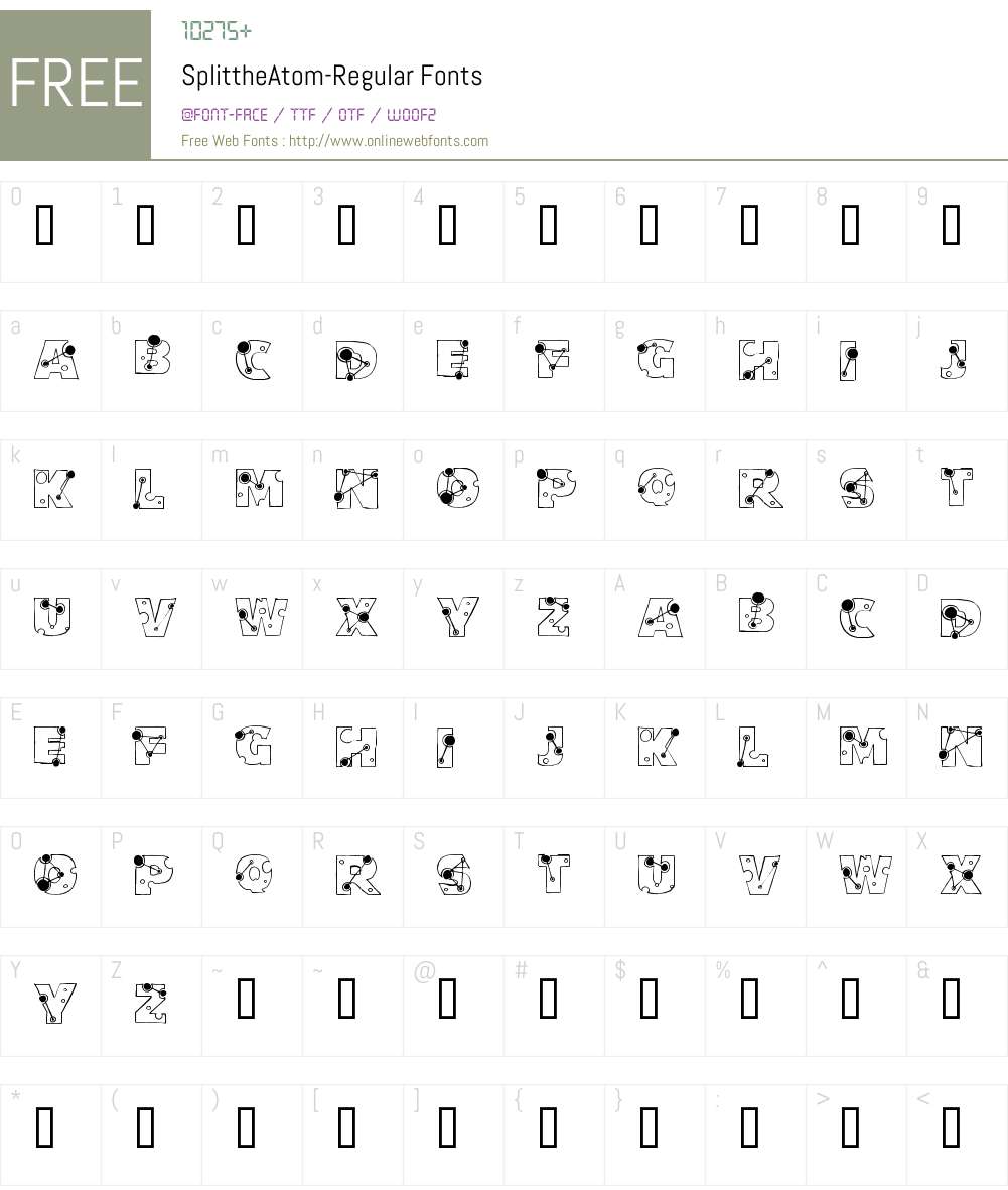 Split the Atom 1.000;PS 001.001;hotconv 1.0.56 Fonts Free Download - OnlineWebFonts.COM