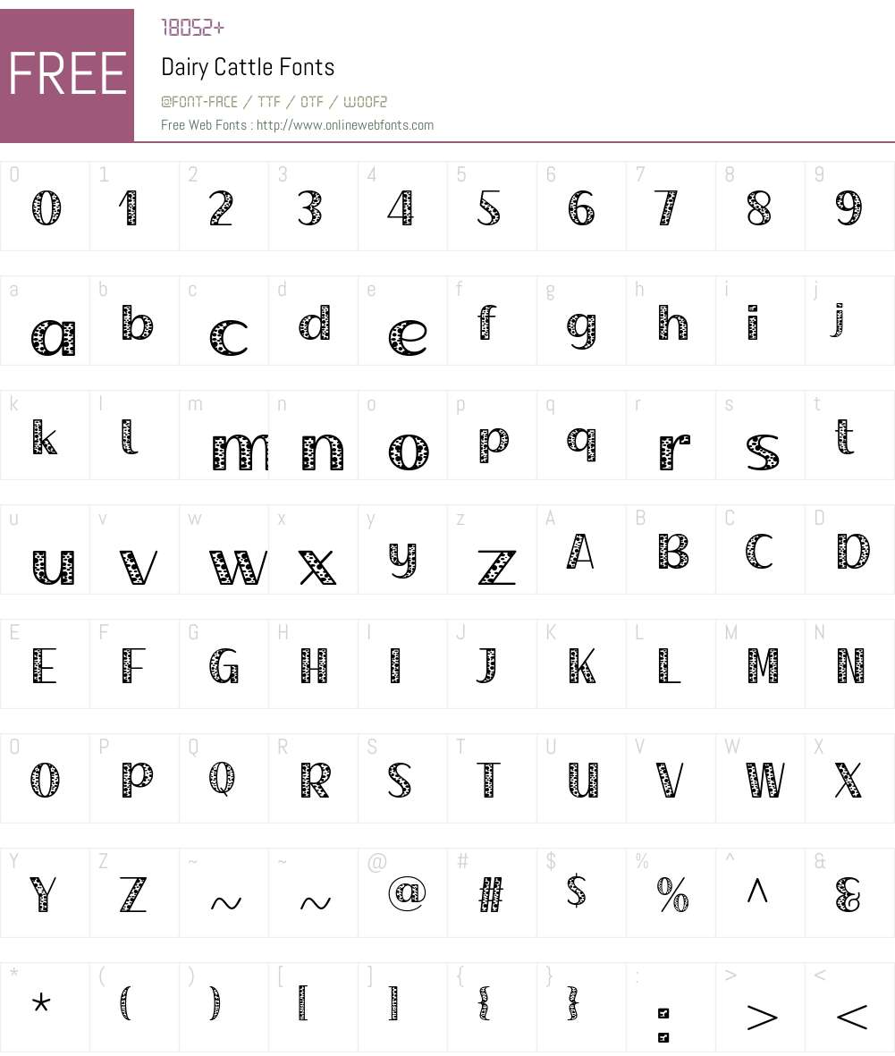 Dairy Cattle 1.00;December 8, 2020 Fonts Free Download - OnlineWebFonts.COM