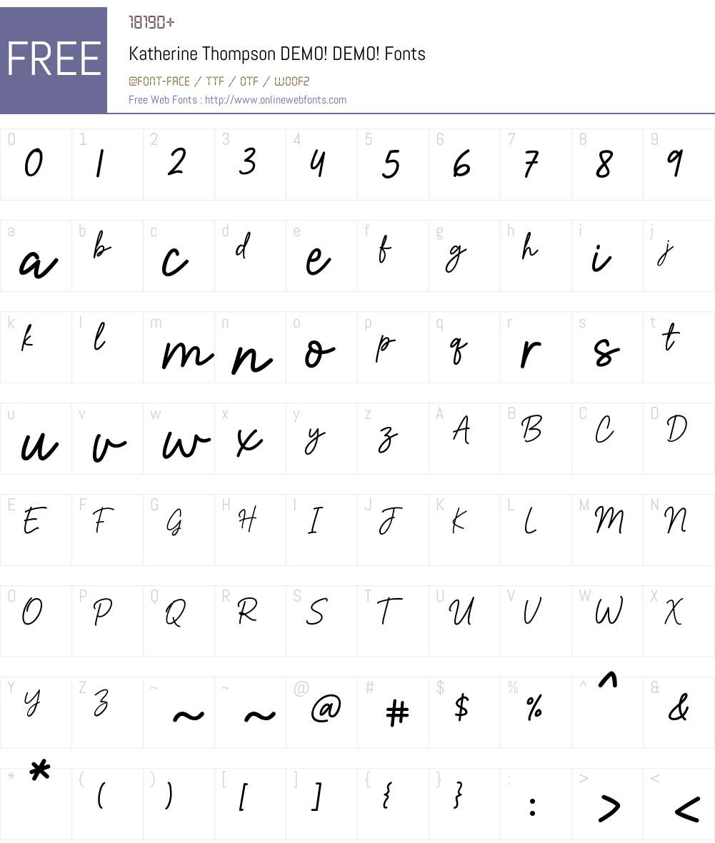 Katherine Thompson DEMO! DEMO! 1.000;February 28, 2023;FontCreator 14.0 ...